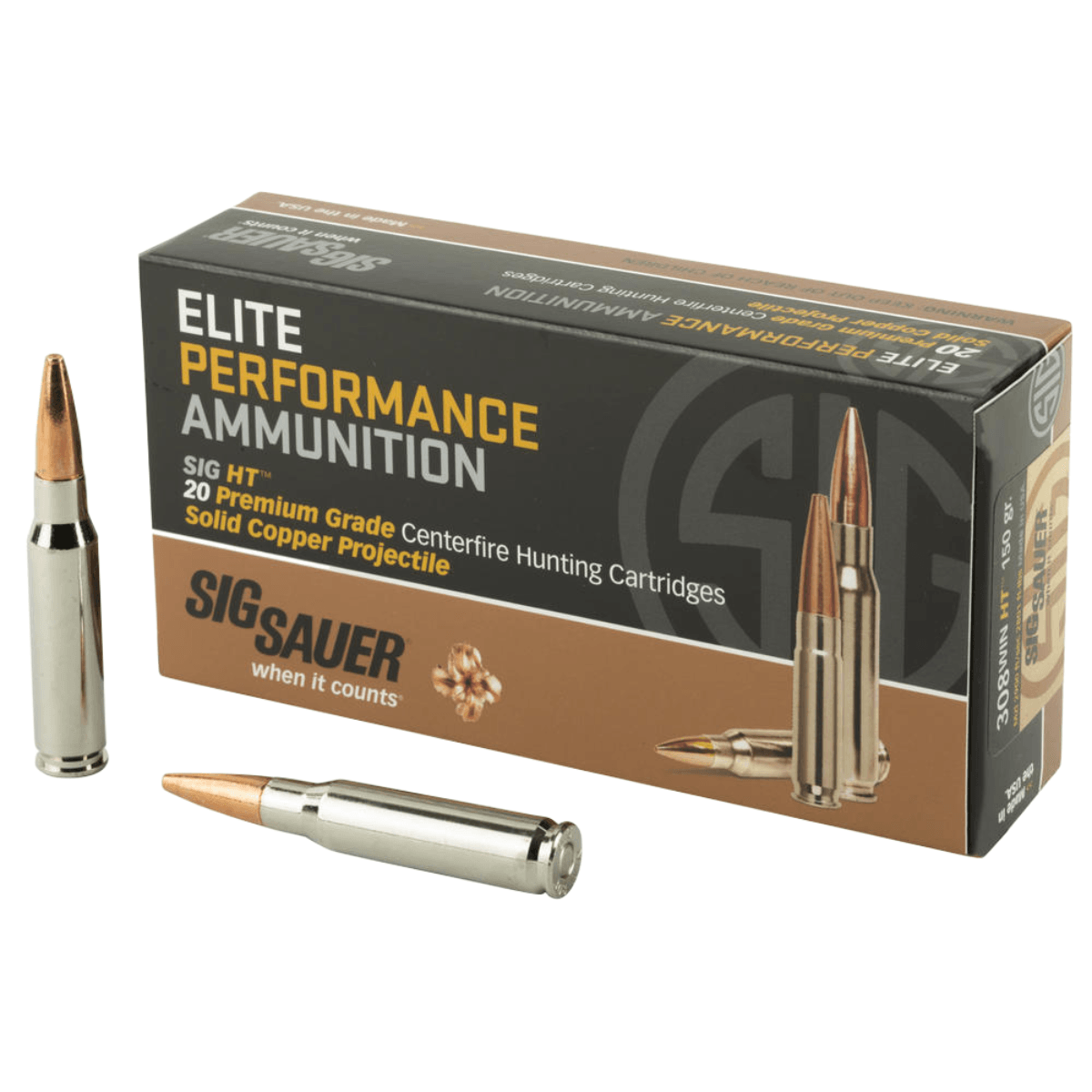 Sig Sauer Elite Performance 308 Winchester 150 Grain Solit Copper OTM ...