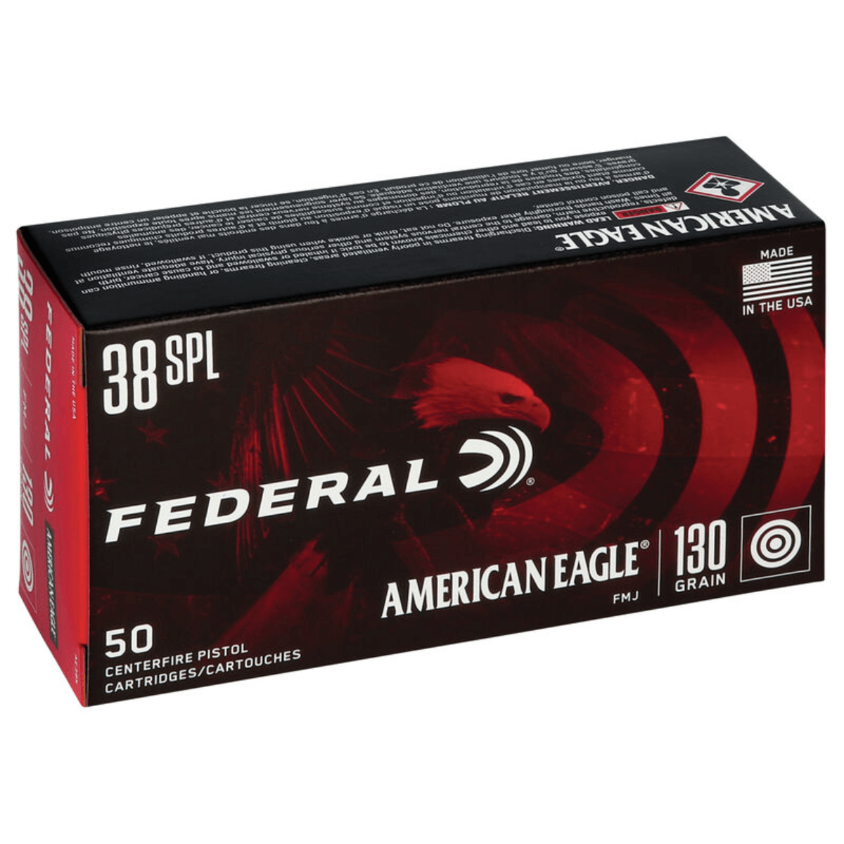 Federal American Eagle 38 Special 130 Grain FMJ Ammunition 50 Rounds ...