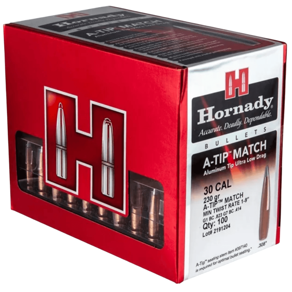Hornady 30 Cal .308 176 Gr A-Tip Match Bullet - Als.com