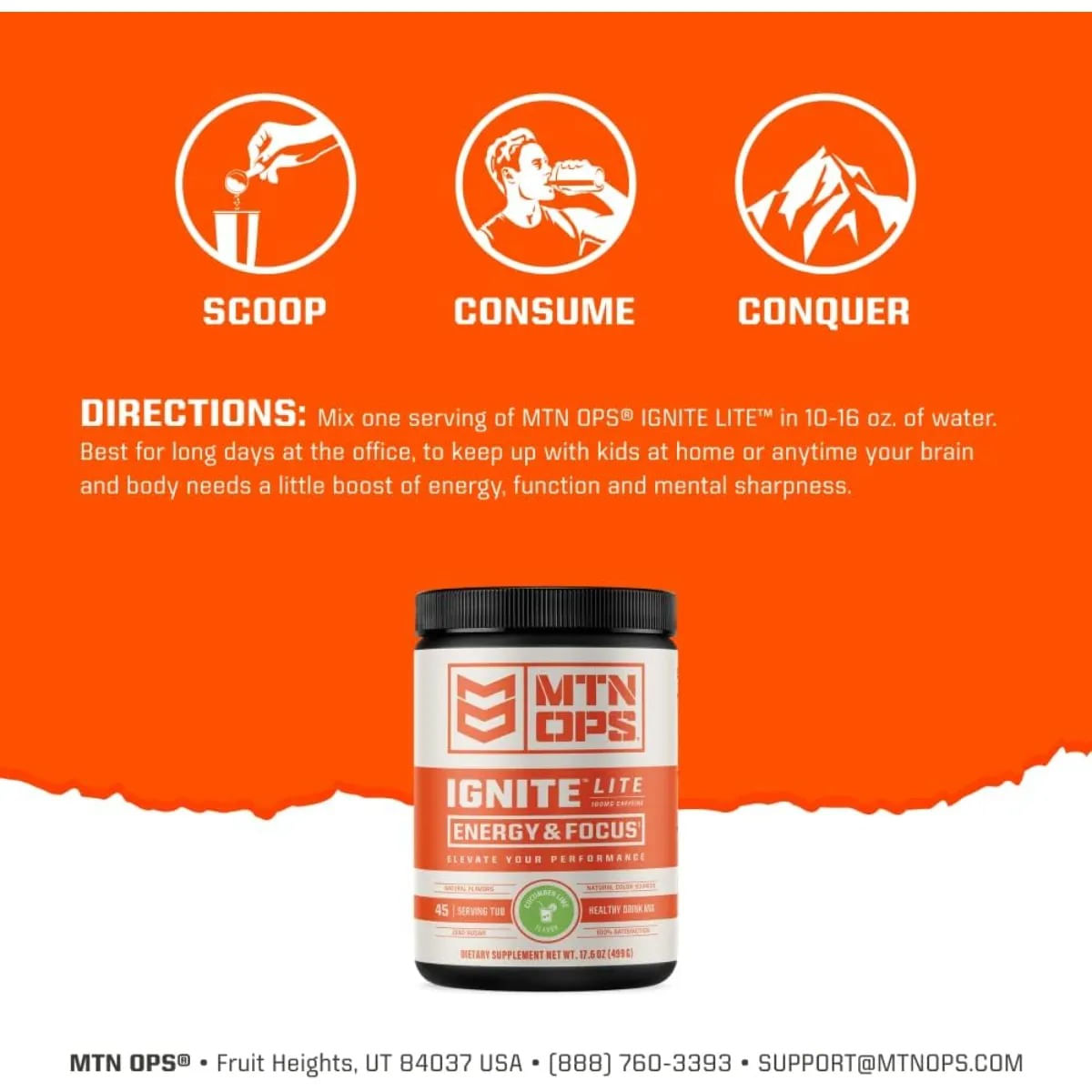 MTN OPS Ignite Lite Supercharged Energy Drink Mix - Als.com